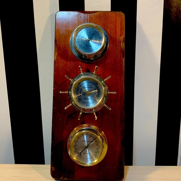 Accents | Vintage 7s Barometer Nautical Coastal Decor Wood Wall Art ...